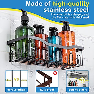 ChicChicHomes Shower Caddy 4 Pack, No Drilling Adhesive Wall Mounted Shower Organizer for Bathroom Storage&Kitchen, Large Capacity Rustproof Stainless Steel Shower Shelf, Ruggedized, Black