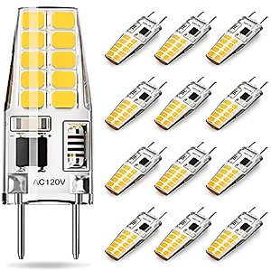 SHINESTAR 12-Pack G8 LED Bulb Dimmable, 120V T4 Bulb 20W, Warm White 3000K, Under Cabinet Light Bulb
