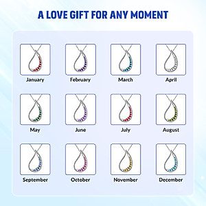 Vivelie Birthstone Necklace for Women Birthstone Jewelry - Platinum Plated Sterling Silver Teardrop Necklace Gift for Her (September - Sapphire blue)