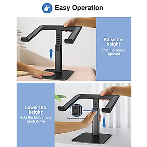 RIWUCT Laptop Stand for Desk, 8 Adjustable Height Aluminum Computer Stand, Ergonomic Laptop Riser Holder Sit to Stand Compatible with MacBook, Air, Pro and More 10"-16" Notebooks - Black