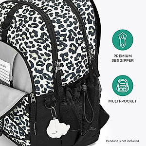 Choco Mocha Snow Leopard Backpack for Teen Girls, Travel School Backpack for Girls High Middle School 18 Inch Large Bookbag, Black