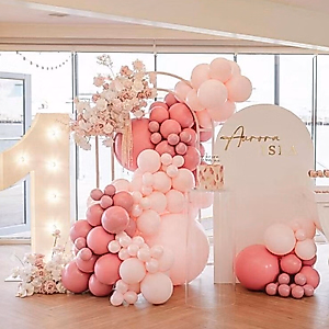 412pcs Pastel Pink Balloon Garland Arch Kit 18 12 10 5 Inch Different Sizes Light Pink Latex Balloons for Baby Shower Birthday Happy Gender Reveal Party Decoration
