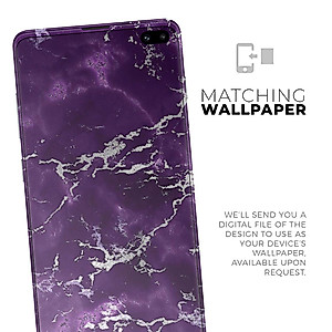 DesignSkinz Purple Marble & Digital Silver Foil V7 Protective Vinyl Decal Wrap Skin Cover Compatible with The Samsung Galaxy S20 (Screen Trim & Back Glass Skin)