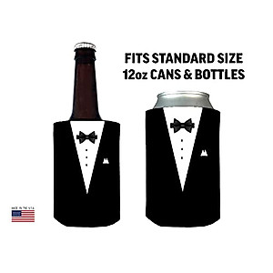Funny Tuxedo Classy Joke Collapsible Can Bottle Beverage Cooler Sleeves 2 Pack