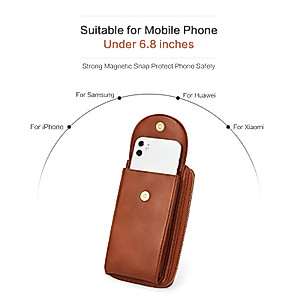 BROMEN Small Cell Phone Purse Crossbody Bags for Women Vegan Leather Wallet Purse with Credit Card Holder Brown Grain