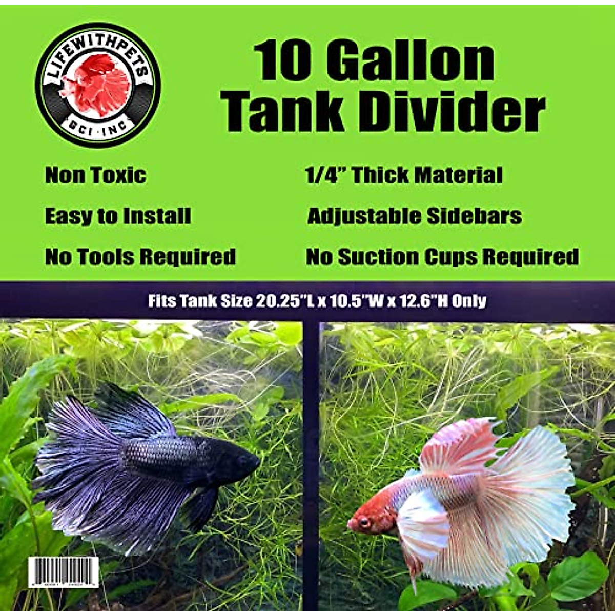 Lifewithpets 10 Gallon Aquarium Tank Divider. Perfect for Betta Fish Tanks. Compatible ONLY with Tank Listed Below. NO Suction Cups Required.