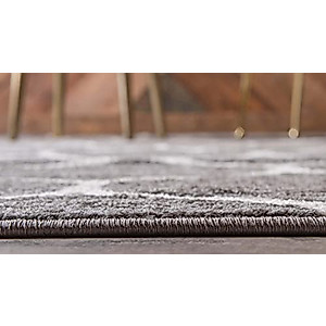 Unique Loom Trellis Frieze Collection Area Rug - Rounded (5' 1" x 8', Dark Gray/ Ivory)