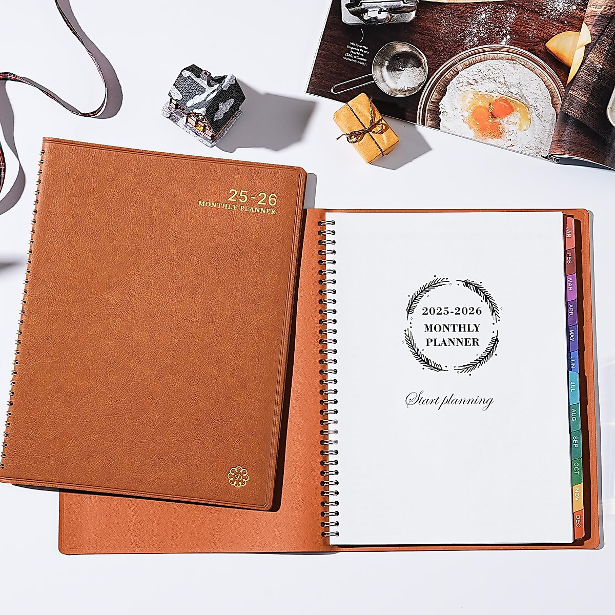 Monthly Planner 2023-2024 - 18 Monthly Planner 2023-2024 from July 2023 to December 2024, Planner 2023-2024 with Tabs, Leather Calendar Planners, Twin-Wire Binding+Inner Pocket+Contacts+Passwords