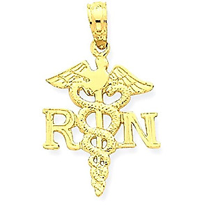 IceCarats 14K Yellow Gold R.n. Necklace Charm Pendant 25mm x 12mm Only