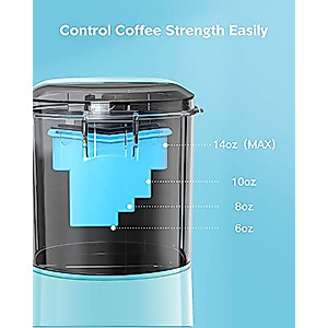 Famiworths Single Serve Coffee Maker for K Cup and Ground Coffee, 6 to 14 Oz Brew Sizes, Fits Travel Mug, Mini One Cup Coffee Maker with Self-cleaning Function, Cyan