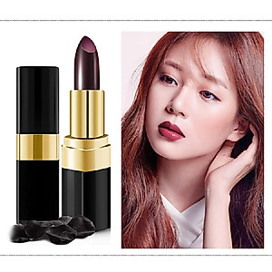 Axnzp Magic Temperature Changing Colors Lipstick,Long Lasting Waterproof Magic Color Changing Lipstick, Lip Stain Gloss Moisturizing for Women(Black Change into Brick Red)