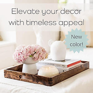 Otucha Large Ottoman Tray 20x14 - Stylish Coffee Table Tray for Living Room, Extra Large Serving Tray for Ottoman, Decorative Wooden Tray for Home Decor & Coffee Bar Accessories (Dark Brown)