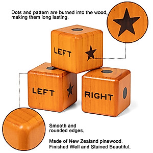 Crobyi Giant Right Center Left Dice Game with 24 Large Chips & Carry Bag. 3.5" Giant Wooden Outdoor & Lawn Dice Game for Family.