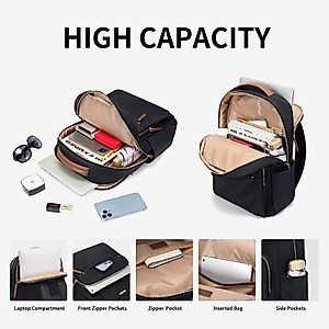 GOLF SUPAGS Laptop Backpack for Women Computer Bag Casual Daypack Fits 15.6 Inch Notebook Work Travel Backpacks (Black)