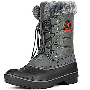 DREAM PAIRS Women's DP-Canada Grey Faux Fur Lined Mid Calf Winter Snow Boots Size 9 M US