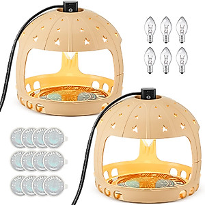 Qualirey 2 Pieces Flea Traps with 12 Sticky Disc 6 Bulbs 2 Electric Wires Flea Traps for Inside Your Home Safe Flea Light Trap for Indoor Safe to Pets