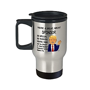Whizk Sponsor Travel Mug - Funny Gifts For Men Women - Catholic Confirmation Wedding Baptism Recovery Christmas Birthday 14 Oz Stainless Steel Insulated Tumbler TTR1377