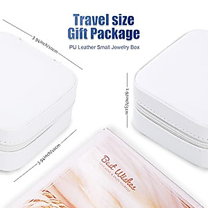 LUAVFA Small Travel Jewelry Box,Portable Travel Jewelry Organizer,Mini Display Case with PU Leather for Girls Women Gift Rings Earrings Necklaces Storage(White)