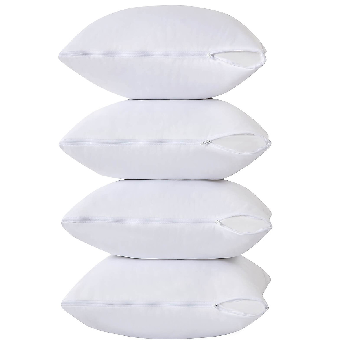 4 Pack Waterproof Down Feather Proof Pillow Protectors with Zipper 20x20 Zippered Pillow Covers for Square Throw Pillow