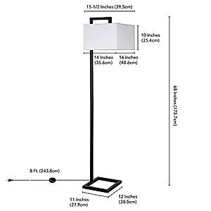 Grayson 68" Tall Floor Lamp with Fabric Shade in Blackened Bronze/White