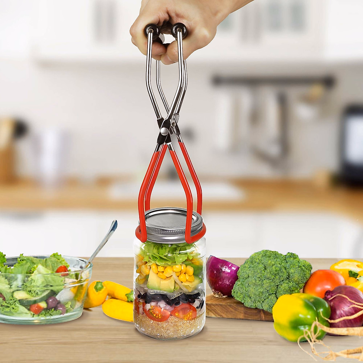 KORCCI 12in Stainless Steel Canning Rack with Contour Handles, Holds 7 Pint or 6 Quart Jars in Pressure Canner Pot