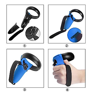 HIJIAO Knuckle Strap & Controller Grip Skin for Oculus Quest/Oculus Rift S VR Headset (Blue)