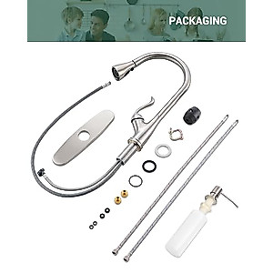 APPASO Patented Kitchen Faucet with Pull Down Sprayer and Soap Dispenser - Single Handle Stainless Steel Brushed Nickel High Arc Pull Out Kitchen Sink Faucets with Deck Plate