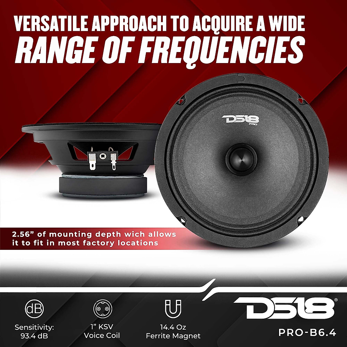 DS18 Bundle Car Speakers - 4X 6.5 Loudspeaker with Bullet 4-Ohm 120 Watts Peak & 4X 3” PRO Aluminum Super Bullet Tweeter 240 Watts Peak with Built in Crossover - Pro Car Audio Package Mid and High