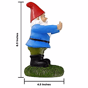 Gnometastic The Middle Finger Gnome, 8.45" Tall - Original Double Bird Garden Gnome Statue - Outdoor Funny Gnome Decoration and Lawn Ornament