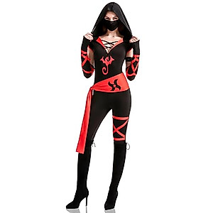 Spooktacular Creations Adult Women Ninja Costume, Deluxe Ninja Costume Set for Halloween Party Dress Up Cosplay (Large)