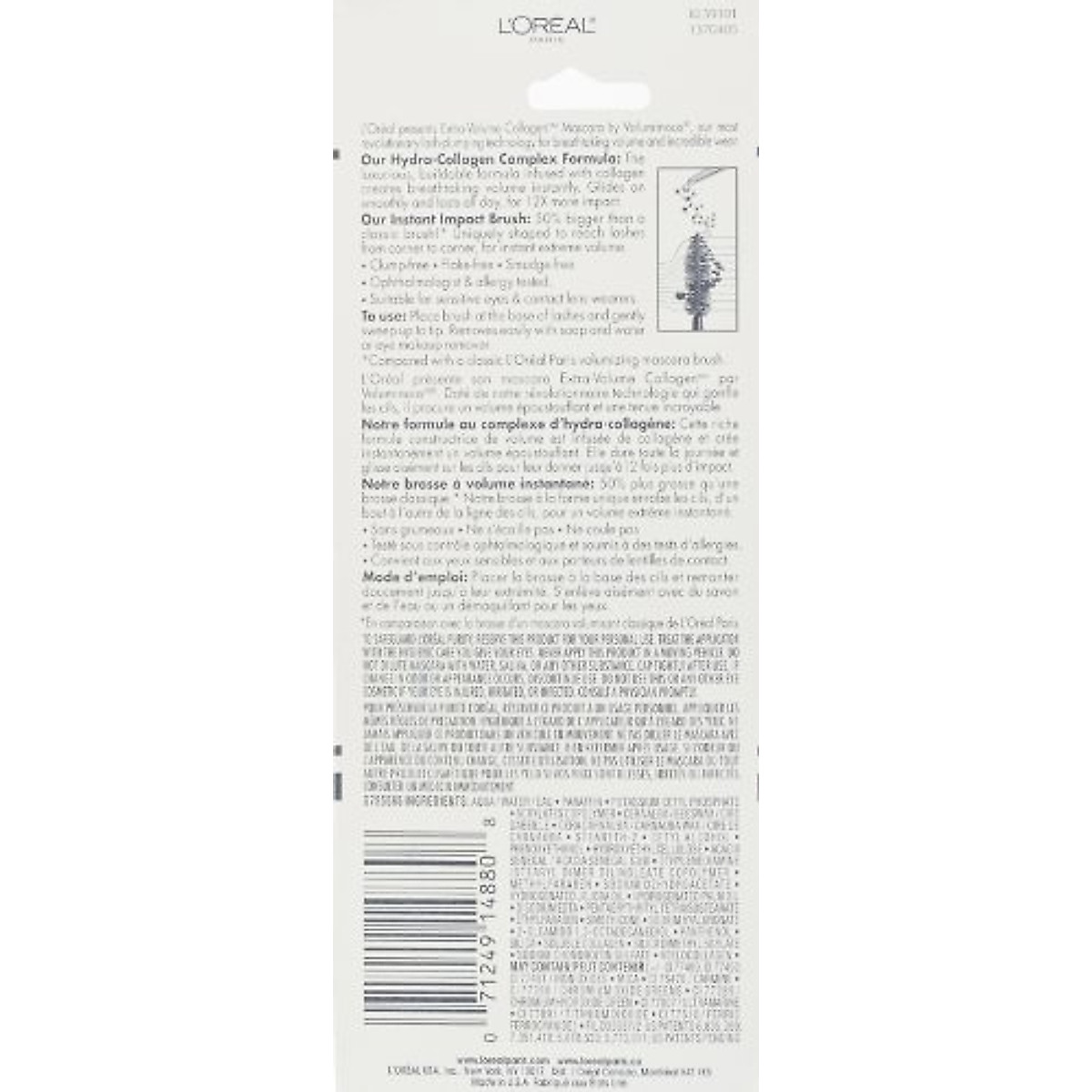 L'Oréal Paris Voluminous Extra Volume Collagen Washable Mascara, Black, 0.34 fl. oz.