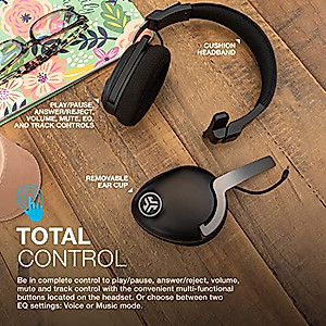 JLab JBuds Work Wireless Headset with Microphone - Over Ear Computer Headsets, Wired or Wireless Headphones with 60+ Playtime - Multipoint Bluetooth Headset for Laptop, Teams - Office Headset with Mic