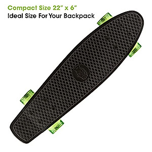 Xootz Retro Mini Cruiser Skateboard with led Wheels 22” Black