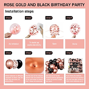 80th birthday decorations for women - (76pack) rose gold party Banner, Pennant, Hanging Swirl, birthday Balloons, Foil Backdrops, cupcake Topper, plates, Photo Props, Birthday Sash for gifts women