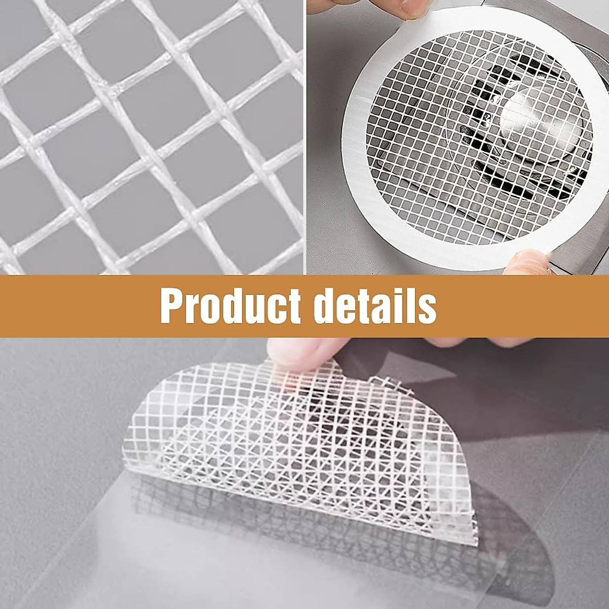 Shower Drain Hair Catcher Mesh Stickers, Drain Hole Hair Collector Shower Drain Covers, Hair Drain Stickers Filter Patches Floor Drain Stickers for Bathroom, Bathtub, Kitchen Sink (30, Style B)