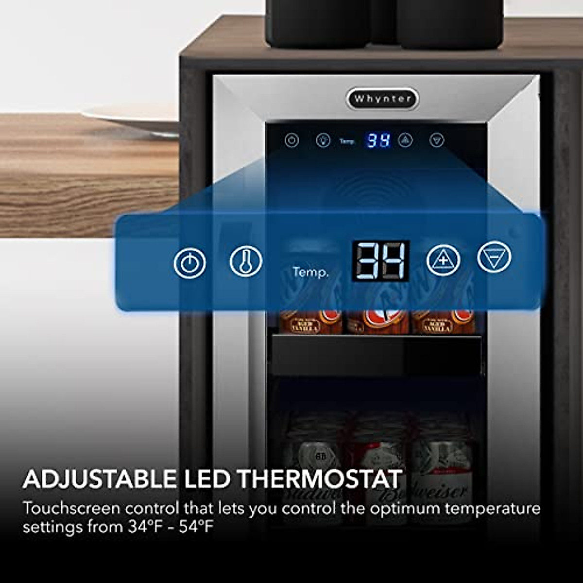 Whynter BBR-638SB Stainless Steel 12 inch Built Undercounter Beverage Refrigerator with Reversible Door, Digital Control, Lock and Carbon Filter, 60-Can