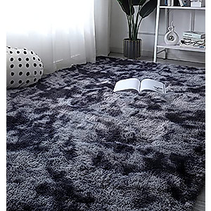 Soft Fluffy Area Rug,Super Cozy Plush Shaggy Rug for Living Room Bedroom Home Decor, Fuzzy Carpet for Kids Girls Nursery Dorm (Dark Gray, 4x6 Feet)