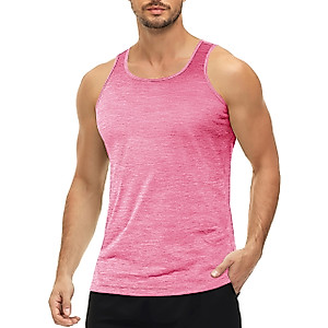 MAGCOMSEN Tank Tops for Men Running Tank Tops Men Gym Shirts Men Sleeveless Mens Shirts Workout T Shirts for Men Tank Top Athletic Shirts for Men Pink