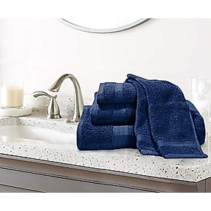 GLAMBURG Ultra Soft 8-Piece Towel Set - 100% Pure Ringspun Cotton, Contains 2 Oversized Bath Towels 27x54, 2 Hand Towels 16x28, 4 Wash Cloths 13x13 - Ideal for Everyday use, Hotel & Spa - Navy Blue