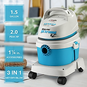 Shop-Vac 1.5 Gallon 2.0 Peak HP Wet/Dry Vacuum + 1-1/4" Round Brush, 2 Pack