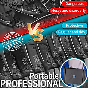 XYJ Professional Kitchen Knife Set with High-Carbon Steel Forged Blades, Chef's Knife, Cleaver, Carving Knife, Nakiri, Full Tang Design, Includes Carrying Bag & Poultry Scissors