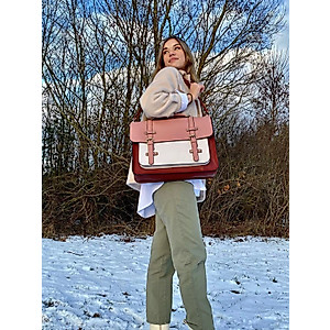 ECOSUSI Laptop Bag for Women Vegan Leather Messenger Bag Fashion Briefcase Backpack 15.6 inch Computer Satchel Bag