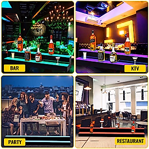 VEVOR LED Lighted Liquor Bottle Display Shelf, 40-inch LED Bar Shelves for Liquor, 2-Step Lighted Liquor Bottle Shelf for Home/Commercial Bar, Acrylic Lighted Bottle Display with Remote & App Control