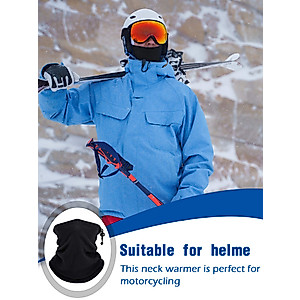 6 Pieces Drawstring Warm Winter Fleece Neck Gaiter Double Layer Neck Warmer Windproof Face Scarf for Men Women (Black, Dark Gray, Army Green)