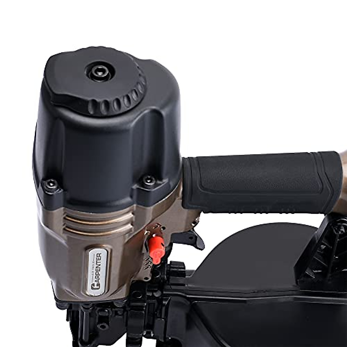 Carpenter Air Tools CCN65Z 0 Degree 1-1/2″ to 2-1/2″ Pneumatic Coil Siding Nailer with Tool-less Depth Adjustment, Drives plastic collated nails.