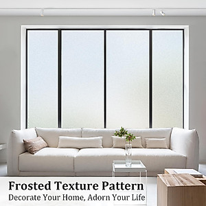 Coavas Window Privacy Film Frosted Glass Window Film Window Coverings Film Bathroom Window Frosting Film Day and Night Privacy Heat UV Blocking Non-Adhesive Removable Window Film for Home 35.4x157.4