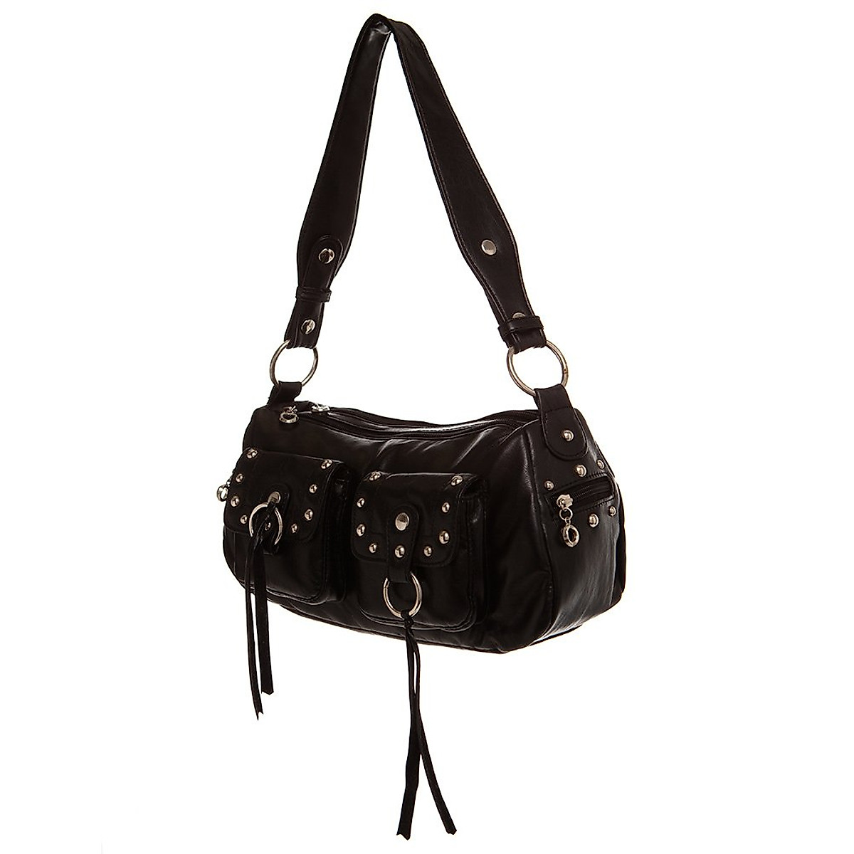 Handbags For All Fringe Structure Studded Hobo Shoulder Handbag