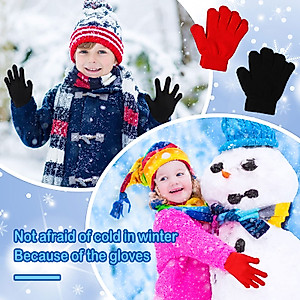 Handepo 50 Pairs Kids Winter Gloves Bulk Stretchy Full Finger Knitted Gloves Winter Warm for Boys Girls(Mixed Colors)
