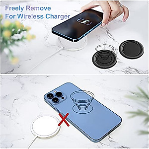 Removable Magnetic Disk Base Compatible with Magsafe Wireless Charge for Socket Grip, Magnet Disc Plates for Collapsible Cell Phone Finger Ring Holder Stand for iPhone 14 13 12 Pro Max Mini & Mag Case