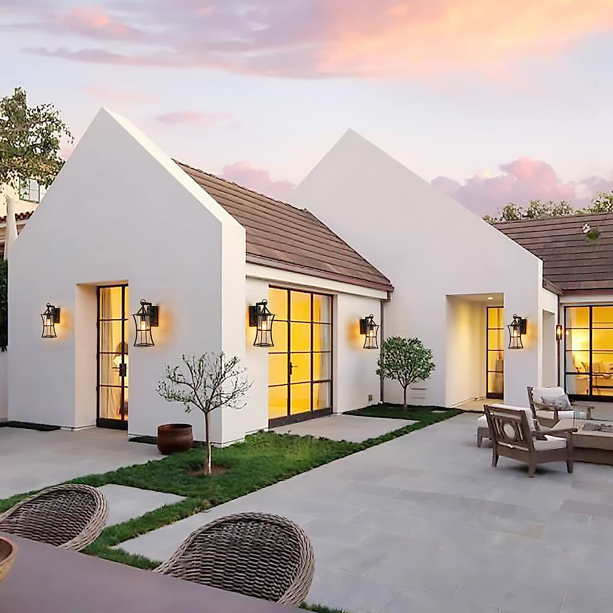 tewei Outdoor Wall Light Fixtures Wall Mount Porch Light with E26 Base Socket IP65 Waterproof Clear Seed Glass Exterior Sconces Lantern lamp for Porch Patio Garage 2 Pack